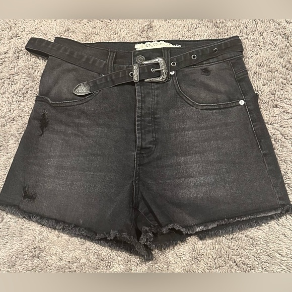Altar'd State | Shorts | Altard State High Rise Black Belted Denim ...